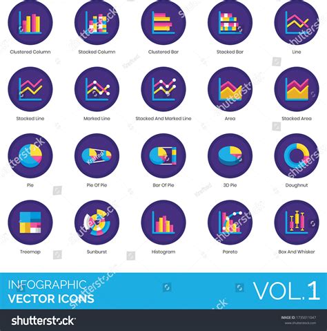 Infographic Icons Including Clustered Column Stacked Stock Vector