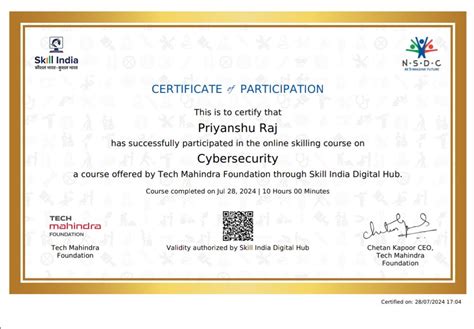 Priyanshu Raj On Linkedin Cybersecurity Techmahindra Skillsindia Digitalsafety 10 Comments
