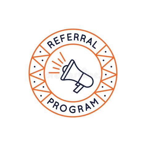 Referral Program Label Badge Or Logo Megaphone Icon Stock Vector
