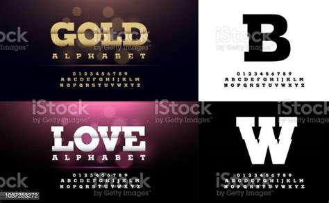우아한 골드와 실버 컬러 금속 크롬 알파벳 글꼴 고 추상 배경 Bokeh와 숫자 타이 포 그래피 골든 굵게 설정 합니다 벡터 일러스트 레이 션 금 금속에 대한 스톡 벡터
