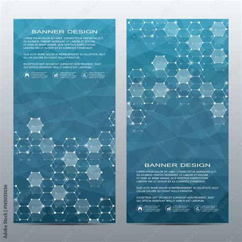 2 Of Modern Vertical Scientific Banners Molecular Structure Of Dna And Neurons Geometric
