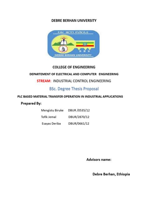Thesis Proposal Pdf Programmable Logic Controller Automation