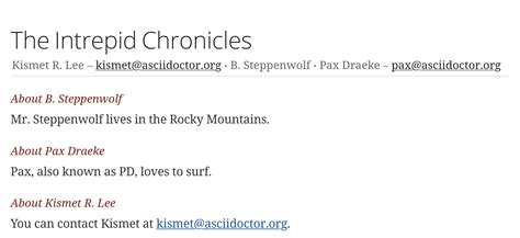 Reference The Author Information Asciidoctor Docs