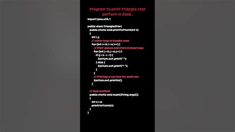 Write A Program To Print Triangle Star Pattern In Java Youtube