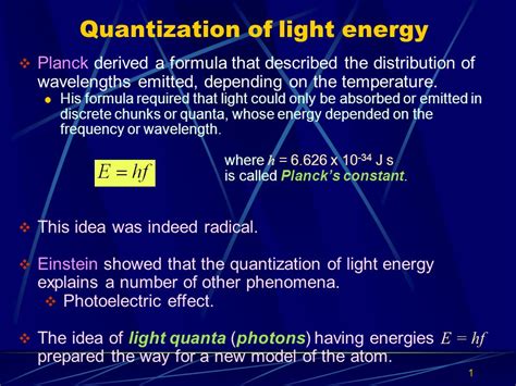Light Energy Formula Quantization Of Light Energy Planck Derived A