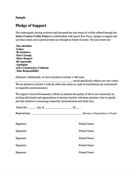 Pledge Letter Template