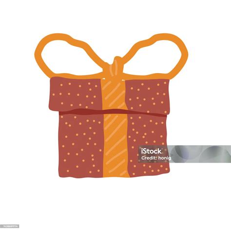 평면 벡터 그림입니다 흰색 바탕에 따뜻한 파스텔 색조의 선물 상자를 손으로 그리기 개념에 대한 스톡 벡터 아트 및 기타 이미지 개념 놀라움 단일 객체 Istock