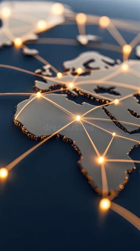World Map With Glowing Network Connections Representing Global Communication Ai Stock Image