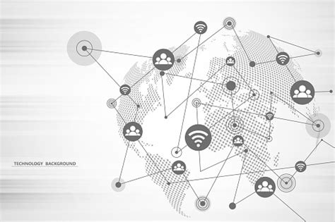 글로벌 네트워크 연결 추상 배경 기술 그래픽 디자인입니다 점과 선을 연결합니다 인터넷 연결 벡터 일러스트레이션 3차원 형태에