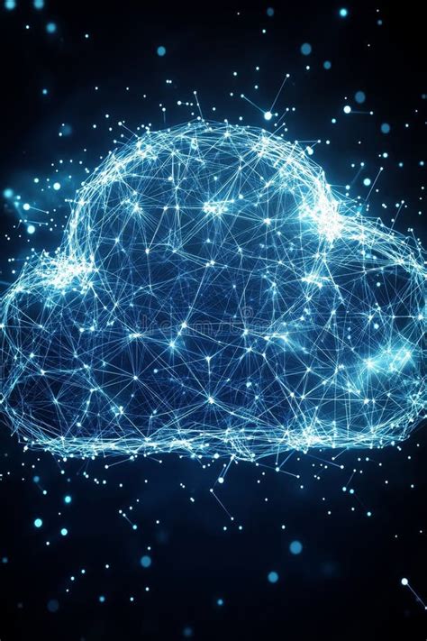 Cloud Computing Big Data Network Connections Glowing Points Lines Futuristic Technology