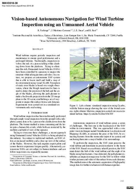 Pdf Vision Based Autonomous Navigation For Wind Turbine Inspection