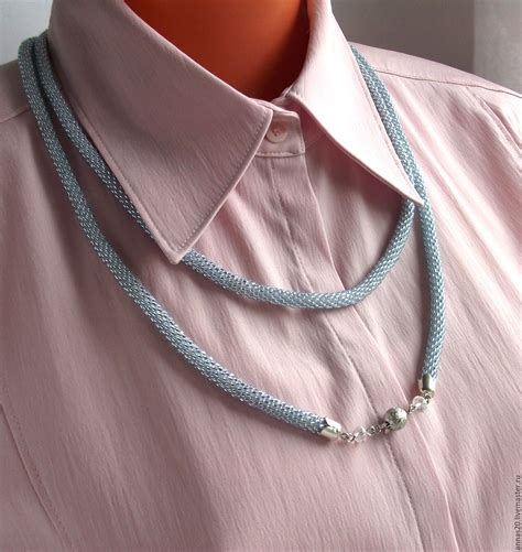 Лариат "Серебряная струна" (жгут-лариат из японского бисера) – заказать ...