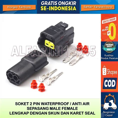 Jual Soket Waterproof 2 Pin Soket Connector Waterproof Male Female Sepasang Socket Soket