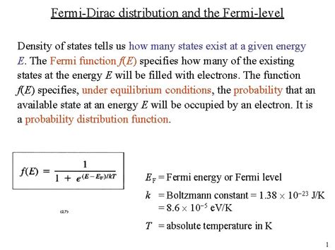 FermiDirac Distribution And The Fermilevel Density Of States