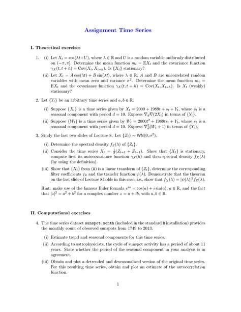 Assignment 4 Statistical Models Assignment Time Series I Theoretical Exercises I Letxt