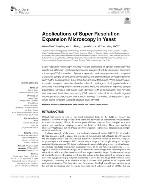 Pdf Applications Of Super Resolution Expansion Microscopy In Yeast
