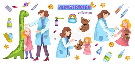 手绘矢量图“儿科医师”与医院预约的女医生、红发小女孩 向量例证 插画 包括有 男人 病症 女孩 字符 181615484