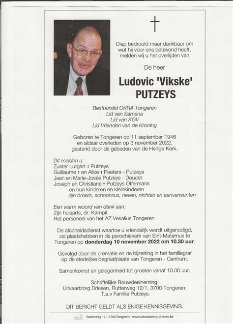Ludovic Putzeys † 03 11 2022 Inmemoriam