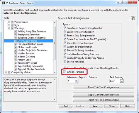 vianalyzer error cluster wired also checks tunnels ni community