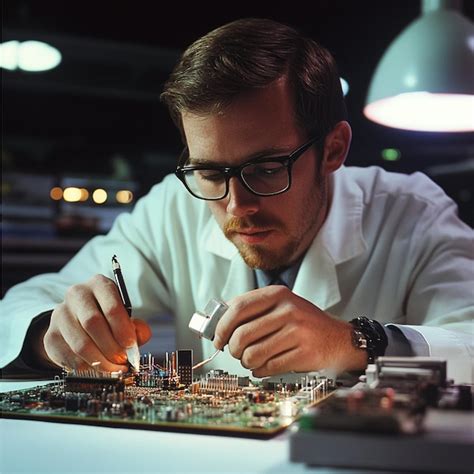 An Electrical Engineer Designing And Testing Circuit Boards In A Lab Premium Ai Generated Image