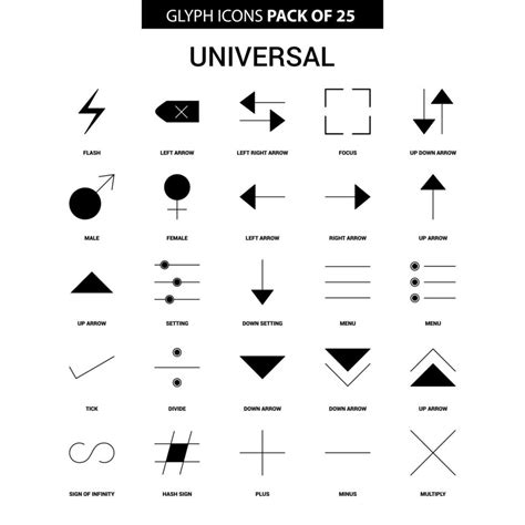 Universal Glyph Vector Icon Set 14179413 Vector Art At Vecteezy