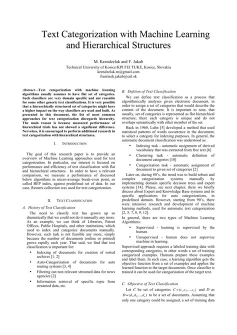 pdf text categorization with machine learning and hierarchical structures