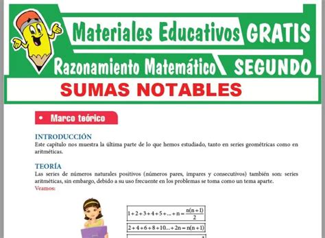 Formulas De Sumas Notables Para Segundo Grado De Secundaria