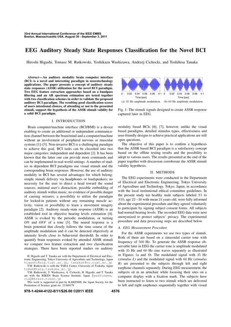 Pdf Eeg Auditory Steady State Responses Classification For The Novel Bci
