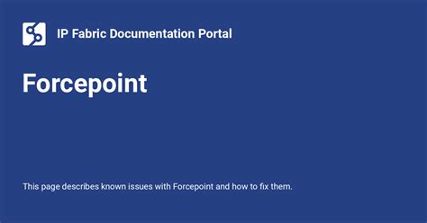 Forcepoint Ip Fabric Documentation Portal