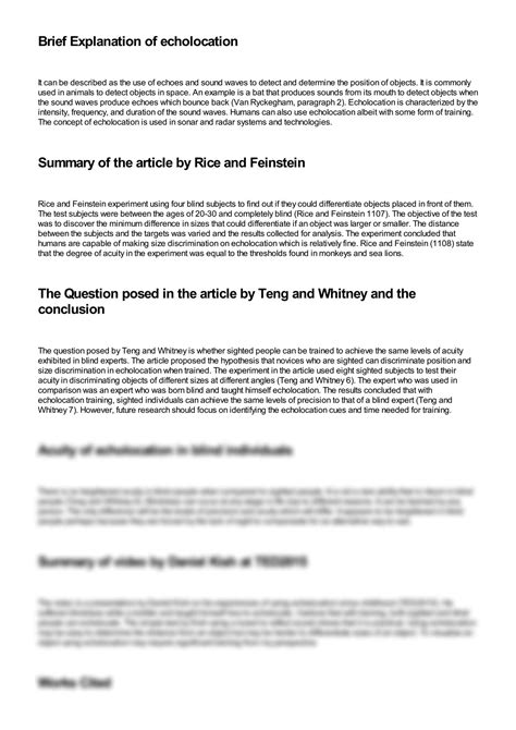 Solution Echolocation The Use Of Echoes And Sound Waves To Detect And Determine The Position Of