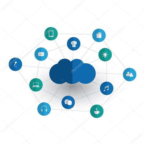 Digital World Networks Iot And Cloud Computing Concept Design With Icons — Stock Vector