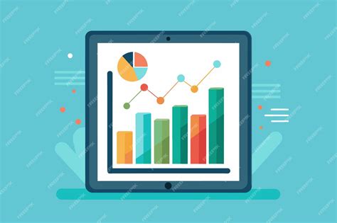 Premium Vector A Tablet Computer Displaying A Bar Graph And Line