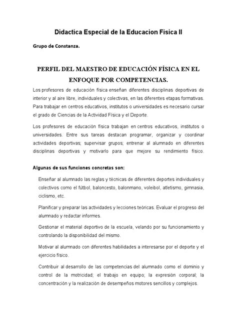 Didáctica Especial De La Educación Física Ii Pdf Deportes