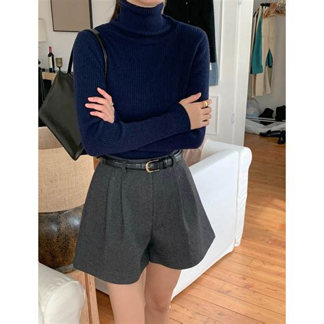 앨리앤유 하울 핀턱 모직 반바지 울60 부츠 코디 겨울반바지