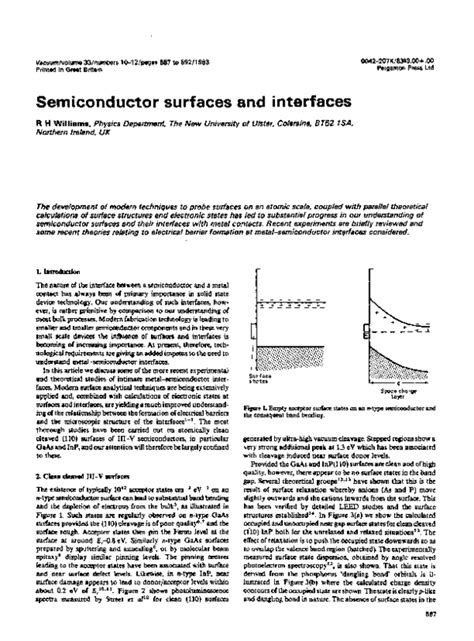 Pdf Semiconductor Surfaces And Interfaces