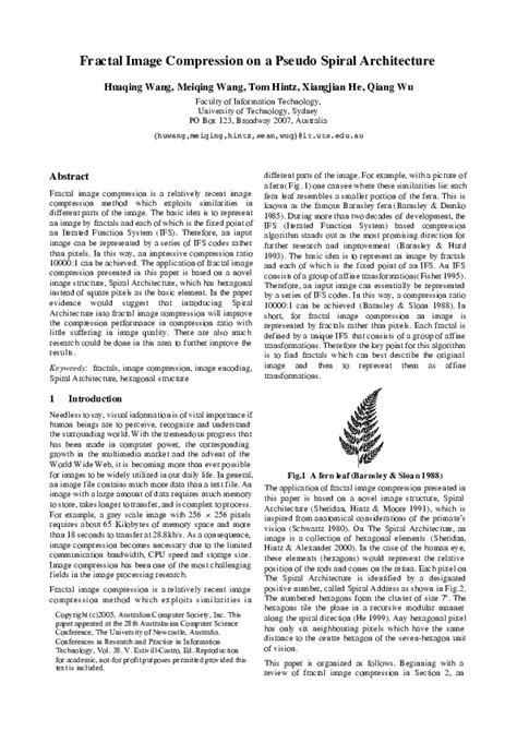 Pdf Fractal Image Compression On A Pseudo Spiral Architecture