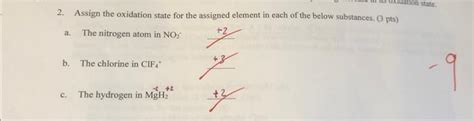 Solved Assign The Oxidation State For The Assigned Chegg Com