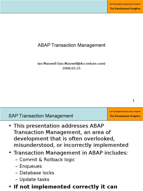 4 Part 1 Abap Transaction Management Download Free Pdf Database Transaction Databases