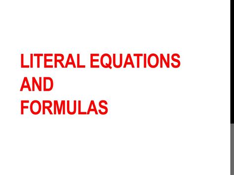 PPT Literal Equations And Formulas PowerPoint Presentation Free Download ID 6857051