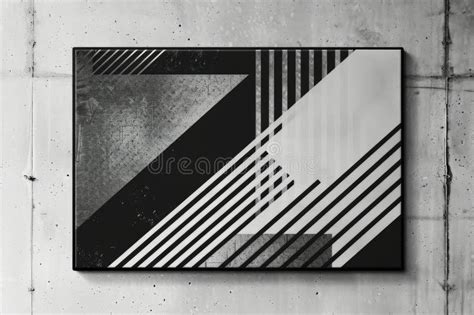 Canvas Poster With Geometric Shapes In Monochromatic Black And White Highlighting Minimalistic