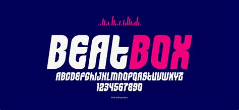 기하학적 이탤릭체 및 굵은 산세리프체 서체 벡터 두껍고 거대한 최소한의 글꼴 포스터 및 광고 문자 및 숫자 로고 헤더 또는 슬로건용 알파벳 개성 개념에 대한 스톡 벡터 아트