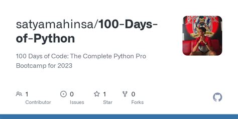 Github Satyamahinsa100 Days Of Python 100 Days Of Code The Complete Python Pro Bootcamp For