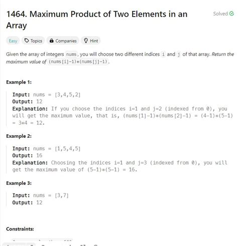 Sravya Vardhani Thota On Linkedin Leetcode Maximumproductoftwoelementsinanarray Dsawithedslash