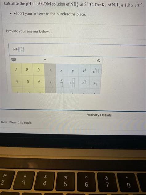 Solved Calculate The PH Of A 0 25M Solution Of NH4 At 25C Chegg Com