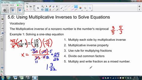 5 6 Using Multiplicative Inverses To Solve Equations Video Lesson YouTube