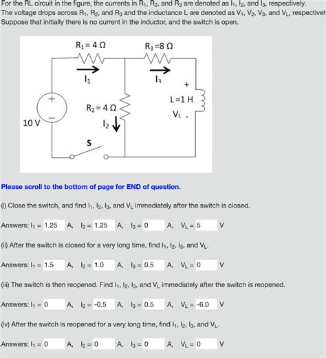 Solved For The RL Circuit In The Figure The Currents In R Chegg Com