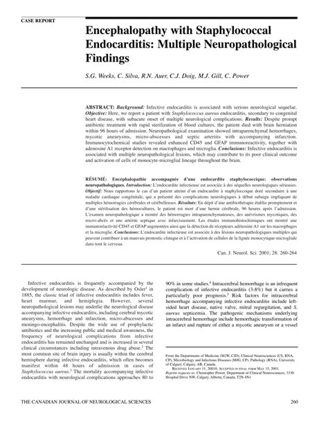 Pdf Encephalopathy With Staphylococcal Endocarditis Multiple Neuropathological Findings