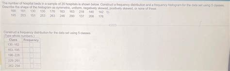 Solved Construct A Frequency Distribution For The Data Set