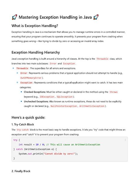 Java Mastering Exception Handling Pdf