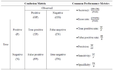 Confusion Matrix And Common Performance Metrics Computed From It